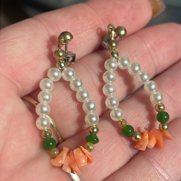 Jewelry | Vintage Jadecoralpearl Earrings | Poshmark